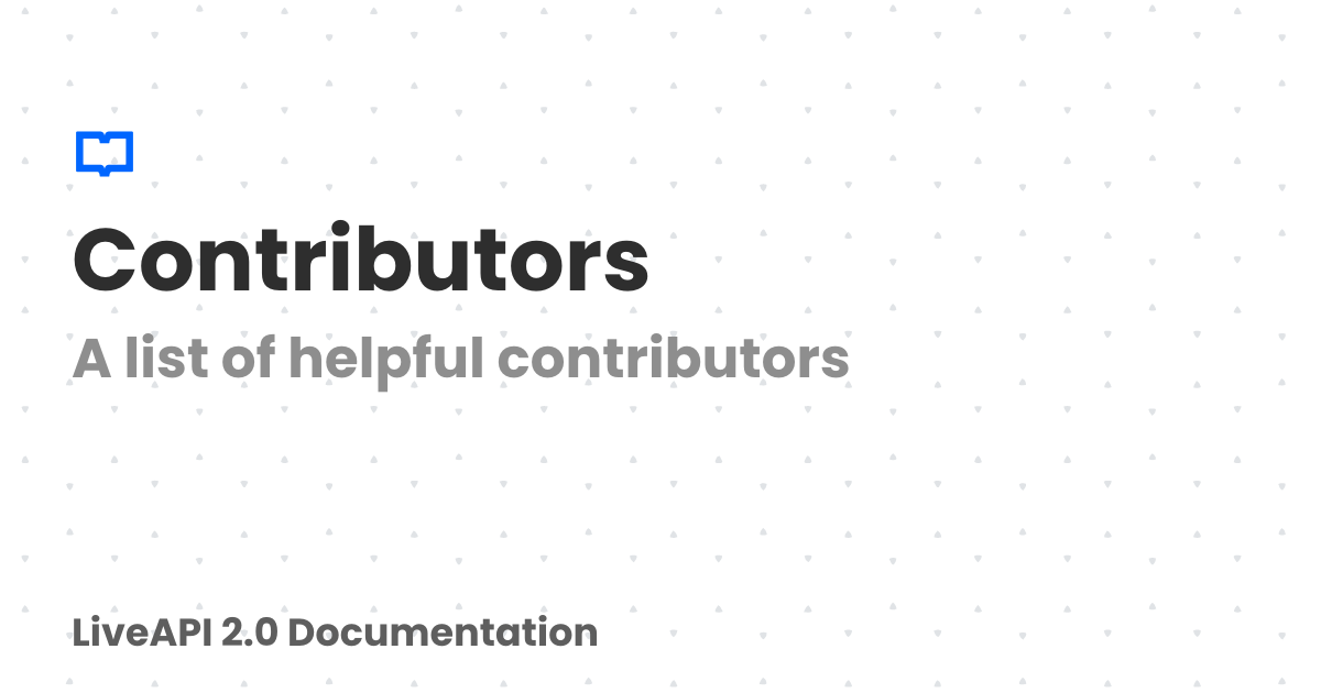 Contributors | LiveAPI 2.0 Documentation